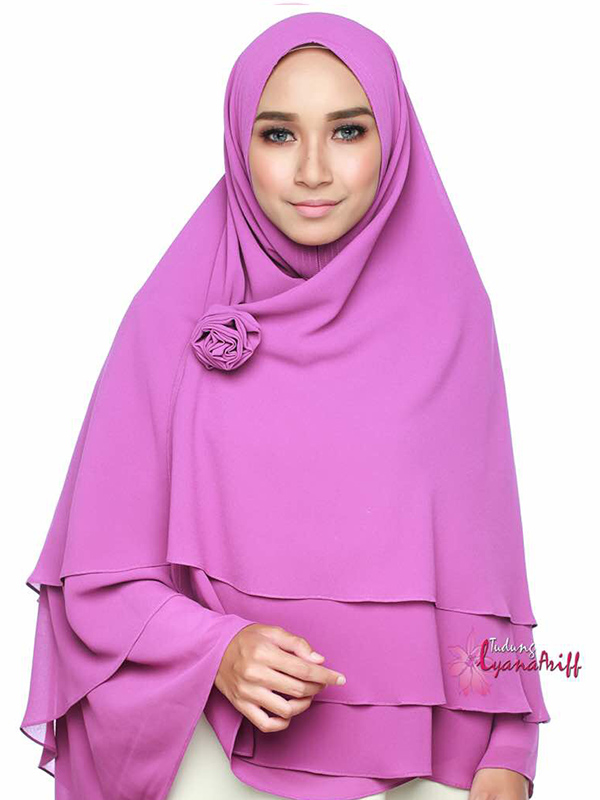 Khimar 3 Layer True Purple - Tudung Lyanaariff