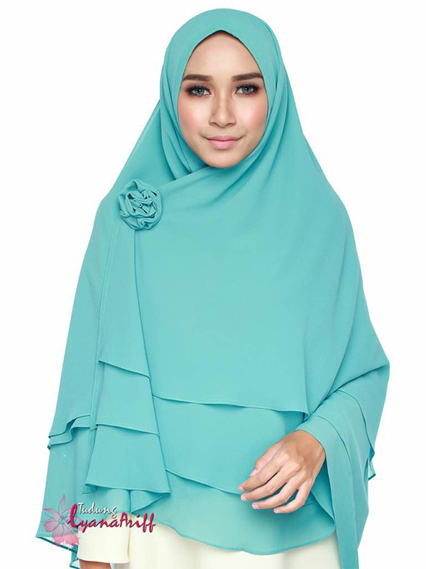 Khimar 3 Layer Dusty Green - Tudung Lyanaariff